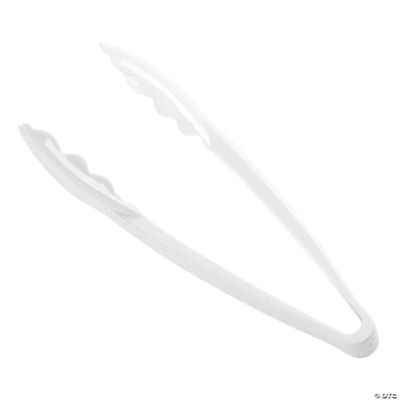 9" White Disposable Plastic Serving Tongs - 48 Tongs | Oriental Trading