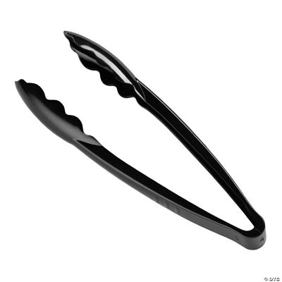9" Black Disposable Plastic Serving Tongs - 48 Tongs