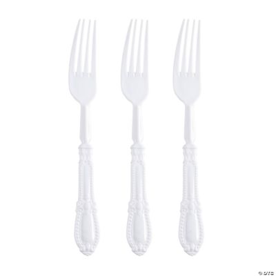 White Baroque Disposable Plastic Dinner Forks - 480 Forks | Oriental ...