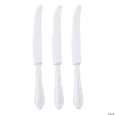 White Baroque Disposable Plastic Dinner Knives - 480 Knives | Oriental ...