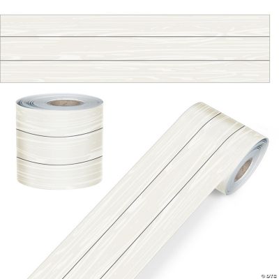White Wood Grain Rolled Scalloped Bulletin Board Borders | Oriental Trading