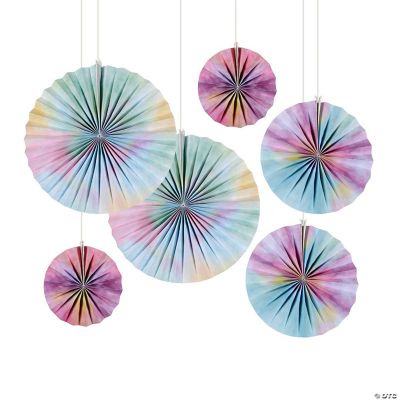 8" – 16" Pastel Watercolor Hanging Paper Fan Decorations - 6 Pc ...