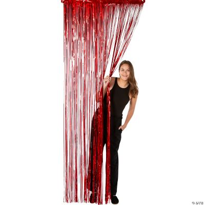 3 ft. x 8 ft. Red Sparkling Metallic Plastic Foil Fringe Curtain ...