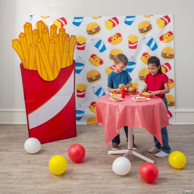 Fast Food Party Photo Booth Backdrop & Stand-Up Decorating Kit - 2 Pc ...
