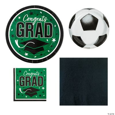 149 Pc. Graduation Party Green Soccer Disposable Tableware Kit for 24 ...