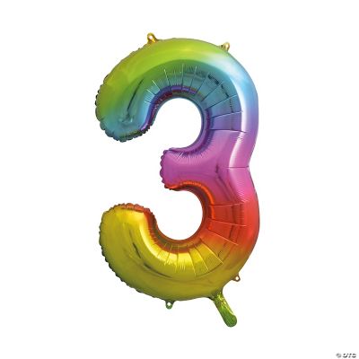 3-Shaped Everyday Fun Rainbow Fade Number 34" Mylar Balloon | Oriental ...