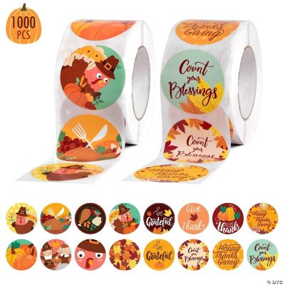 Fun Little Toys - Thanksgiving Sticker Roll Collection 1000 Pcs