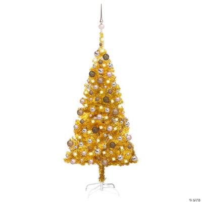 VidaXL 4' Gold Artificial Christmas Tree with LED Lights & Gold ...