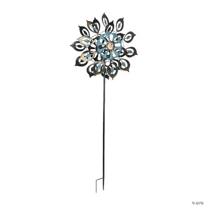 Gerson 51 Inch Copper Blue Metal Kinetic Wind Spinner Garden Stake Home ...
