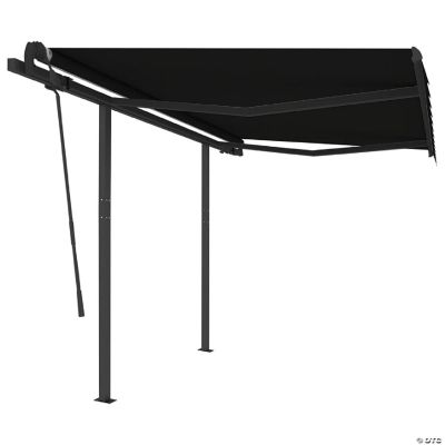 vidaXL Manual Retractable Awning with Posts 118.1"x98.4" Anthracite ...