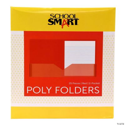 School Smart 2-Pocket Poly Folders, Red, Pack of 25