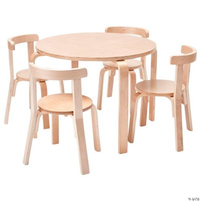 ECR4Kids Bentwood Round Table and Curved Back Chair Set, Kids Furniture ...