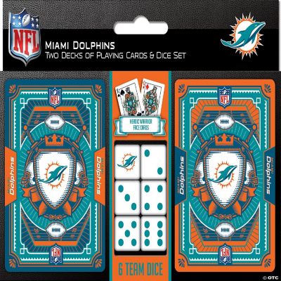 Miami Dolphins - 2-Pack Playing Cards & Dice Set | Oriental Trading