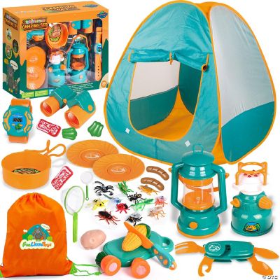 35PCS Kids Camping Play Tent with Toy Accessories Pretend Play Set