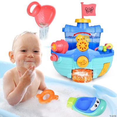 8PCS Bear Pirate Ship Set Bath Toys for Kids Bathtub Toy