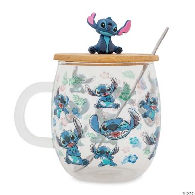Disney Lilo & Stitch Expressions Glass Mug With Lid and Spoon Holds 17 ...