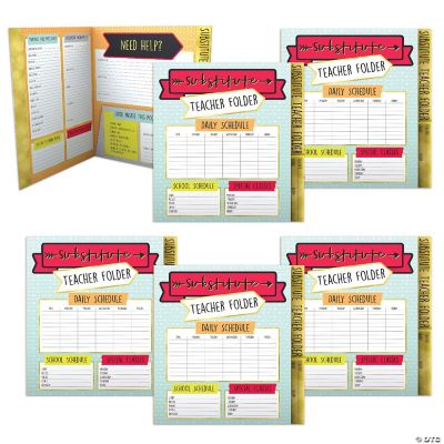 Carson Dellosa 6-Pack Substitute Teacher Folders, Decorate Teacher File ...