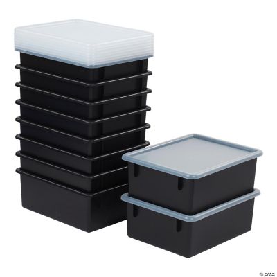 ECR4Kids Letter Size Deep Tray with Lid, Black, 10-Piece | Oriental Trading