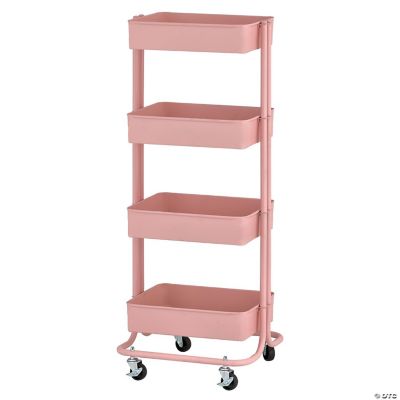 ECR4Kids 4-Tier Metal Rolling Utility Cart, Pink | Oriental Trading