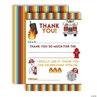 AmandaCreation Fire Truck Thank You Cards 20pc. | Oriental Trading