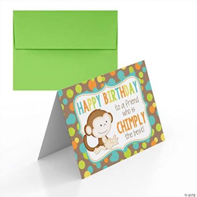AmandaCreation Chimply the Best Friend Monkey Birthday Card 2pcs ...
