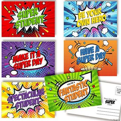 AmandaCreation Super Hero Student Teacher Postcards 30pc. | Oriental ...