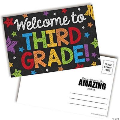 AmandaCreation Chalkboard Welcome To 3rd Grade Back to School Postcards ...