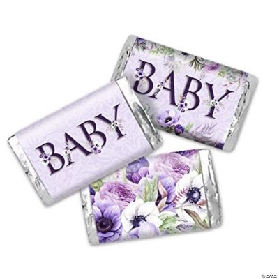 AmandaCreation Violet Floral Baby Shower Mini Candybar Wrappers 45pcs ...