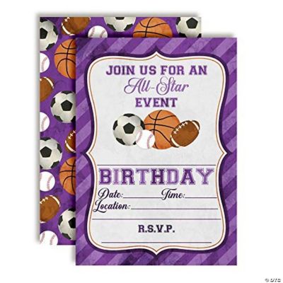 Purple All Star Sports-Themed Invitations 40pcs. by AmandaCreation ...