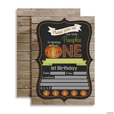 Pumpkin 1st Birthday Invitations 40pcs. by AmandaCreation | Oriental ...