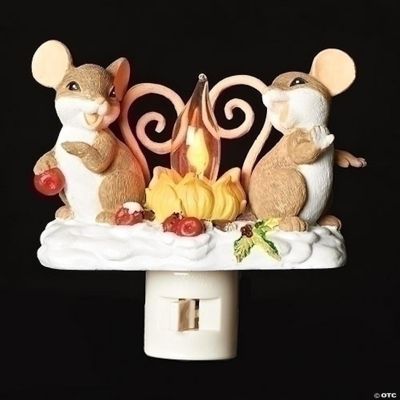 5 Inch Tall Mice by Fire Night Light Flicker Flame with Swivel Plug