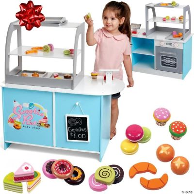 Wooden Bakery Playset Pretend Stand for Kids - 25 Piece Bake Shop ...