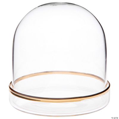 Plymor 3" x 3" Glass Display Dome Cloche (Gold Rim Glass Tray Base ...