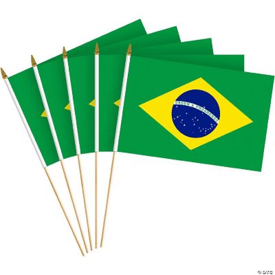 G128 8x12IN 24PK Brazil Printed 150D Polyester Handheld Stick Flag ...