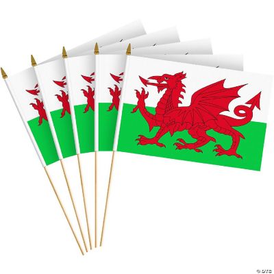 G128 8x12 Inches 12PK Wales Printed 150D Polyester Handheld Stick Flag ...