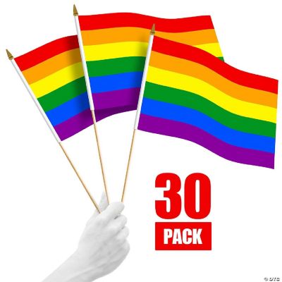 G128 12x18IN 30PK LGBT Rainbow Pride Printed 150D Polyester Handheld ...