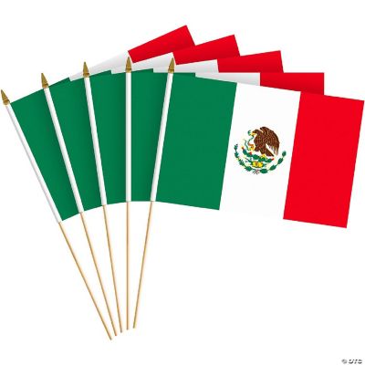 G128 8x12 Inches 12PK Mexico Printed 150D Polyester Handheld Stick Flag ...