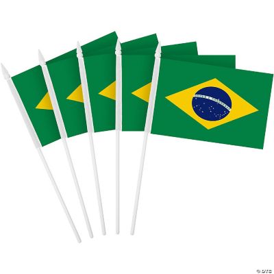G128 4x6 Inches 24PK Brazil Printed 150D Polyester Handheld Stick Flag ...