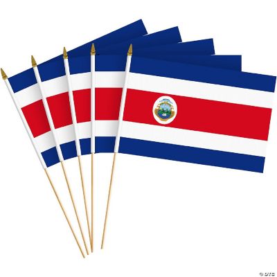G128 8x12IN 50PK Costa Rica Printed 150D Polyester Handheld Stick Flag ...