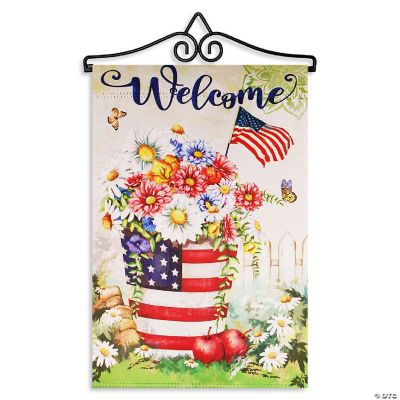 G128 Combo Set: Garden Flag Hanger AND Garden Flag Garden Spring Bloom ...