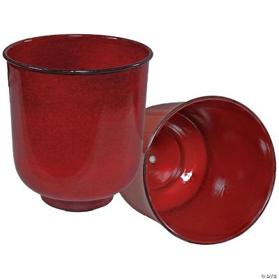 Sunnydaze Vivian Metal Planter - 11 in - Ruby Glaze - Set of 2 ...