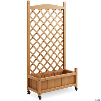 Casafield 48" Wood Planter Box & Diamond Lattice Trellis with Wheels ...