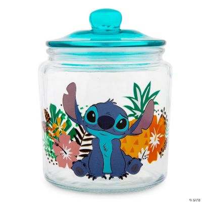 Disney Lilo & Stitch Glass Snack Jar Container With Lid 6 Inches Tall ...