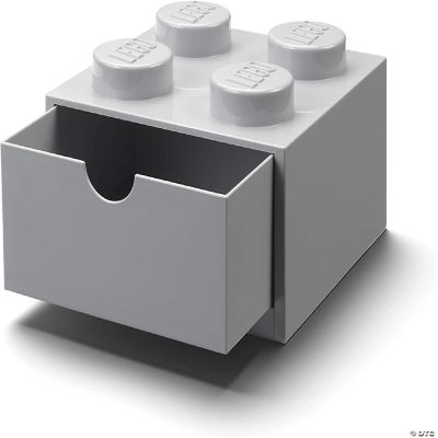 LEGO Desk Drawer 4 Knobs Stackable Storage Box Grey | Oriental Trading