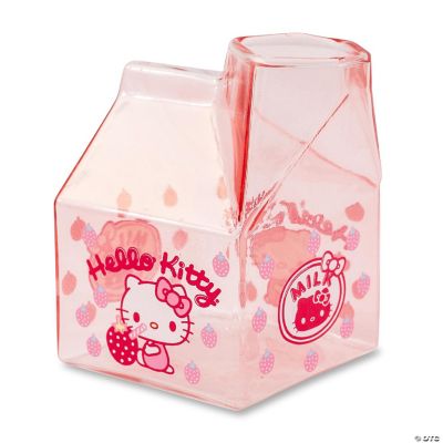 Sanrio Hello Kitty Glass Strawberry Milk Carton Holds 12 Ounces ...