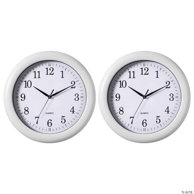 Set of 2 13.75" Plastic White Round Silent, Non-Ticking Battery ...