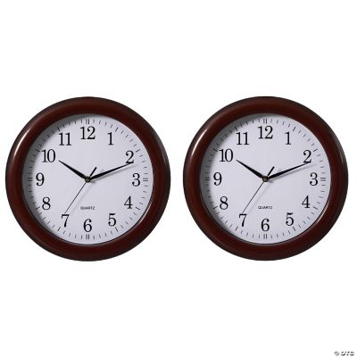 Set of 2 13.75" Plastic Brown Round Silent, Non-Ticking Battery ...