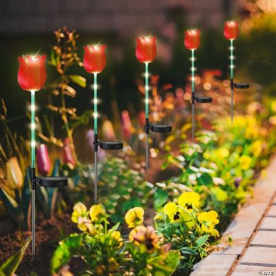 2Pcs Solar Powered Tulip Garden Light Wind Mill Waterproof Landscape ...