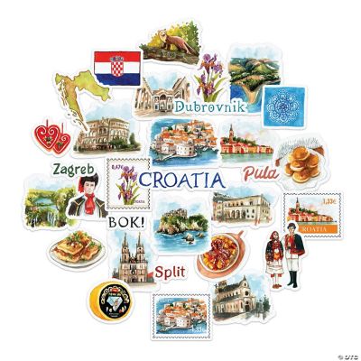 Navy Peony Croatia Travel Stickers | Oriental Trading