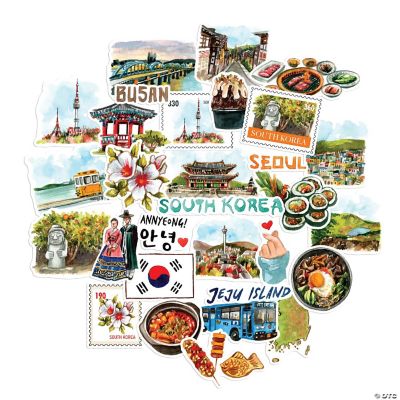Navy Peony South Korea Travel Stickers | Oriental Trading